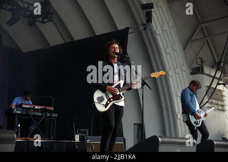 Bassist James Hall (left) on stage with drummer Josh Trager of Sam ...