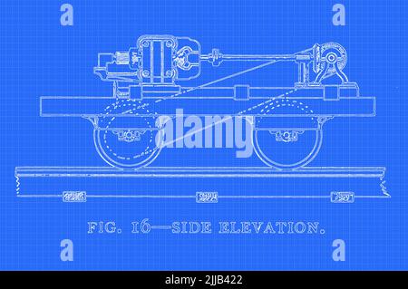 Locomotive passenger engine, side elevation and section Stock Photo - Alamy