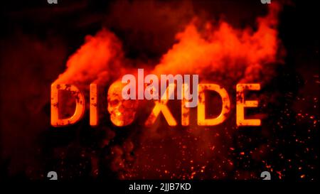 Text smog with scary man skull on burning backdrop - industrial 3D ...