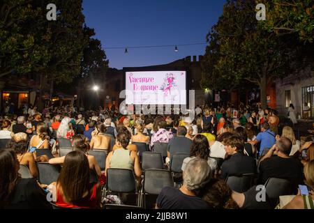 View of 700-seat cinema arena in Via Veneto in Rome, before screening ...