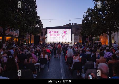 View of 700-seat cinema arena in Via Veneto in Rome, before screening ...