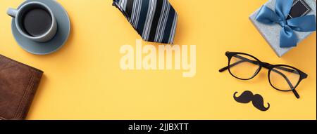 Father's day gift idea design concept with gift box on yellow ...