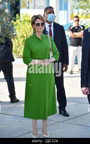 Tunisian President wife Ichraf Chebil Saïed leaves a polling station ...