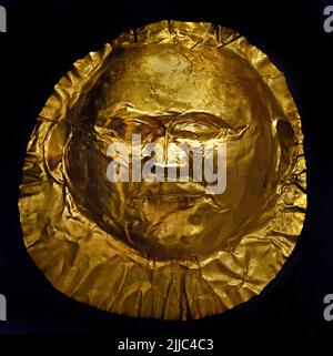 Funerary Mask , gold foil embossing, Found in Tomb IV at the Acropolis ...