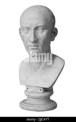 Ancient statue of unknown roman citizen. Head sculpture isolated on ...