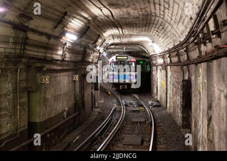 Blue Line Subway tunnel Boston Massachusetts Stock Photo - Alamy