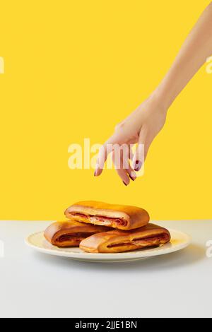Lanche misto traditional portuguese sandwich with cheese and chorizo ...