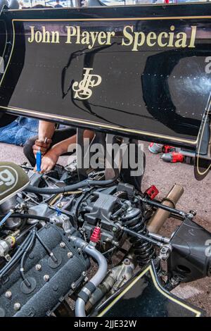 The famous black and gold JPS Lotus Formula 1 cars n the pits of the ...