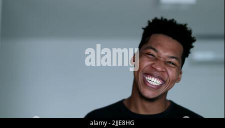 Spontaneous black man burst laughing out loud. African person authentic ...