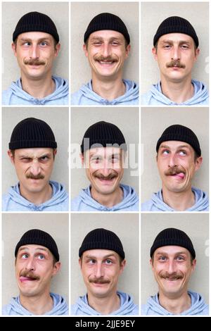 Composite of multiple portraits of the same man in different ...