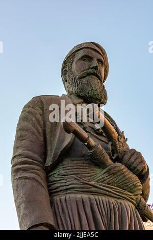 Chania, Crete, Greece. Statue of freedom fighter Anagnostis Mantakas ...