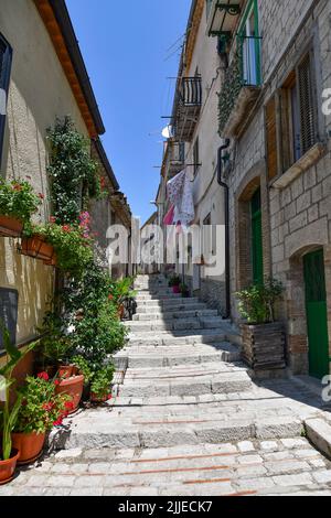 A narrow street in Trivento, a mountain village in the Molise region of ...