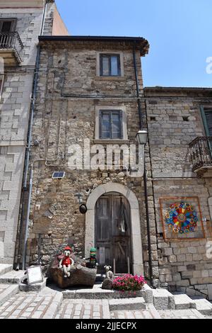 The facade of an ancient building in TRivento, an old village in the ...