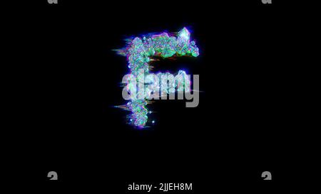 style cybernetical blue distortion alphabet - letter V on black ...