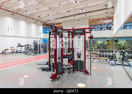 Bangkok, Thailand - May 02, 2017: Interior of The Atrium Club fitness ...