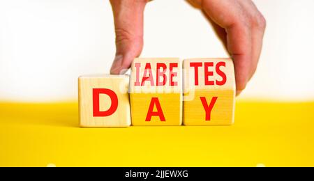 Diabetes day symbol. Concept words Diabetes day on wooden cubes. Doctor ...