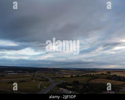 Aerial view of British Motorways M1 Junction 11, The M1 motorway ...