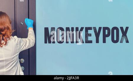 Doctor and inscription monkeypox virus, quarantine due to disease ...