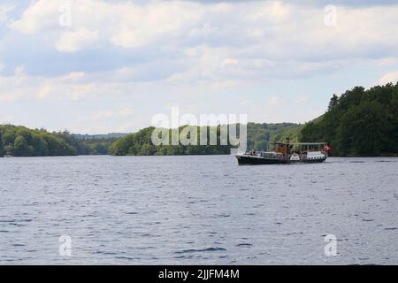 The paddle steamer SS Hjejlen, one of the oldest operational paddle ...