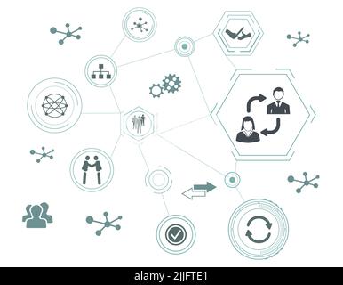 Concept of business transition with connected icons Stock Photo - Alamy