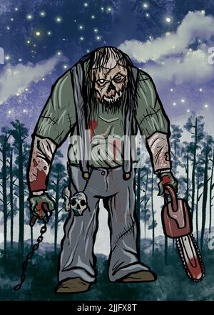 serial killer with a chainsaw Stock Photo - Alamy