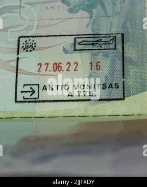 Greek Passport Visa Entry Stamp - Corfu Stock Photo - Alamy