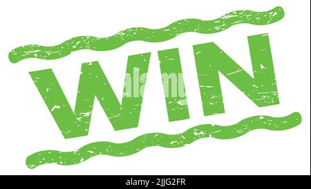 WIN text written on green grungy vintage round stamp Stock Photo - Alamy