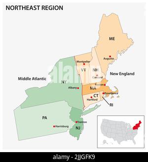 Administrative vector map of the US Census Region Midwest Stock Photo ...