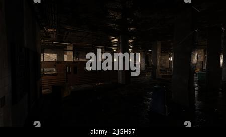 3D-illustration of a destroyed and abandoned subway station Stock Photo ...