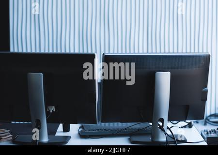 Empty Software Developer Office Workplace with a Desk with Computer ...