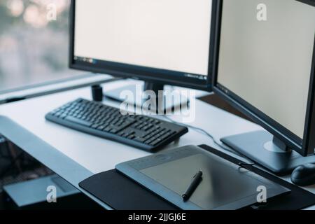 creative illustrator workplace digital art board Stock Photo - Alamy