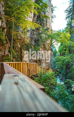 Horma Canyon, Kure Mountains National Park, Kastamonu, Turkey. Wooden ...