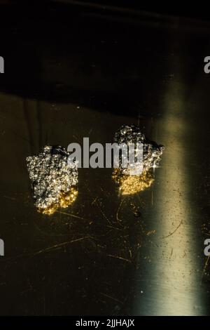 sparkling pyrite, fool's gold crystal geode rock on white Stock Photo ...