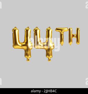 3d illustration, 44 anniversary. golden numbers on a festive background ...