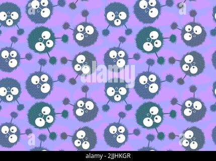 Cartoon fluffy monsters seamless Halloween aliens pattern for clothes ...