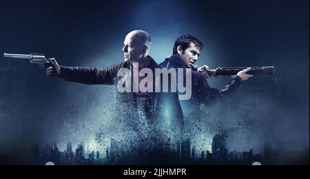 BRUCE WILLIS, JOSEPH GORDON-LEVITT POSTER, LOOPER, 2012 Stock Photo - Alamy