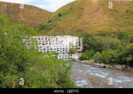 protection from mudflow of the upland river. barrage on the river Stock ...