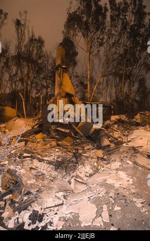 Damage from the 2003 Cedar wildfire in San Diego, California Stock ...