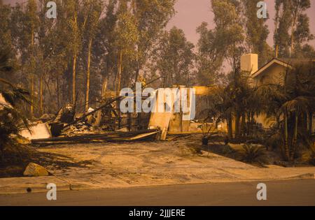 Damage from the 2003 Cedar wildfire in San Diego, California Stock ...
