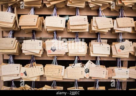 Traditional Japanese wooden blessing Stock Photo - Alamy