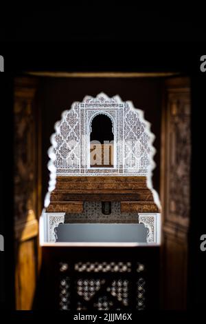 Arabian arch architecture view through window woman head and hair ...