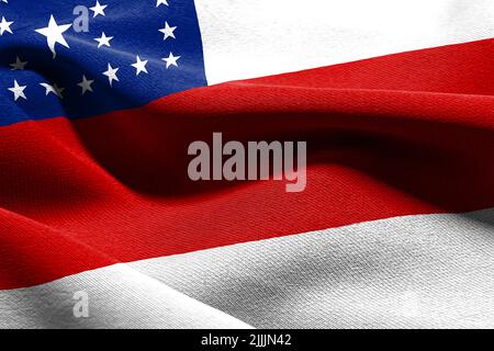 Amazonas state flag, Brazil waving banner collection. 3D illustration ...