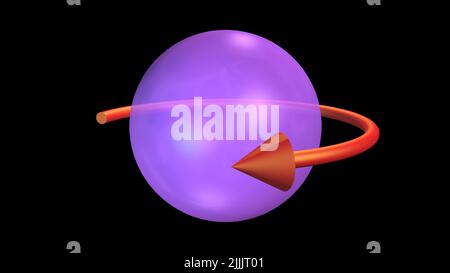Spintronics arrow rotating around sphere . 3d illustration render Stock ...