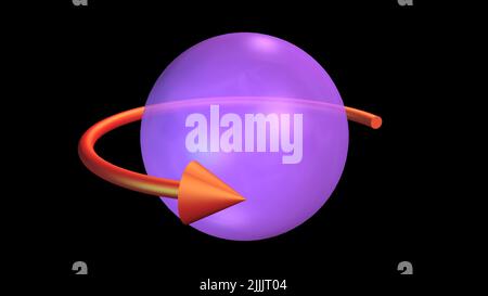 Spintronics arrow rotating around sphere . 3d illustration render Stock ...