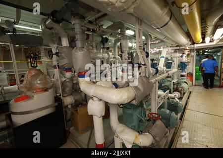 Pipework in ship's engine room Stock Photo - Alamy