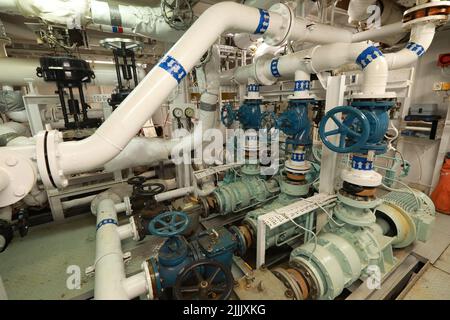 Pipework in ship's engine room Stock Photo - Alamy