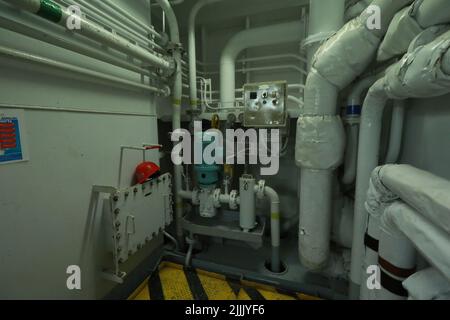 Pipework in ship's engine room Stock Photo - Alamy