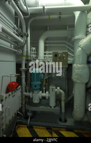 Pipework in ship's engine room Stock Photo - Alamy