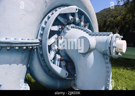 Hydropower turbine of hydroelectric power station. electricity was ...