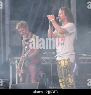 Mark Yates, guitarist with the rock band Terrorvision, performing on ...